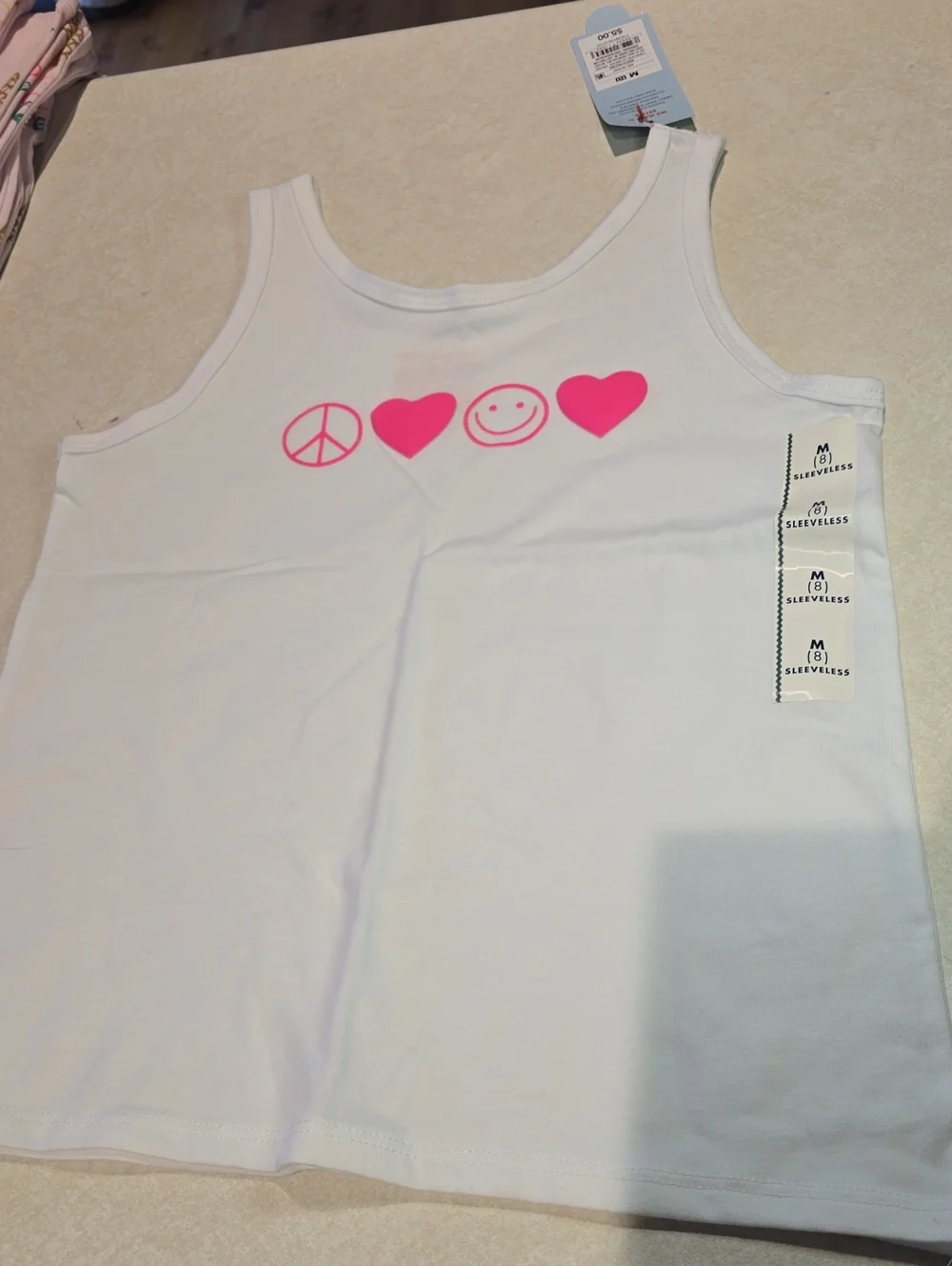 Cat & Jack | Shirts & Tops | Cat Jack Girls White Tank With Pink Peace ...